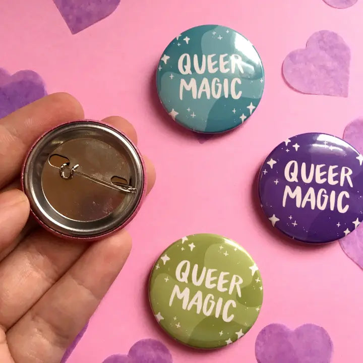 Queer Magic Holographic Button | Lotus Blooms Queer Inclusive Sex Shop